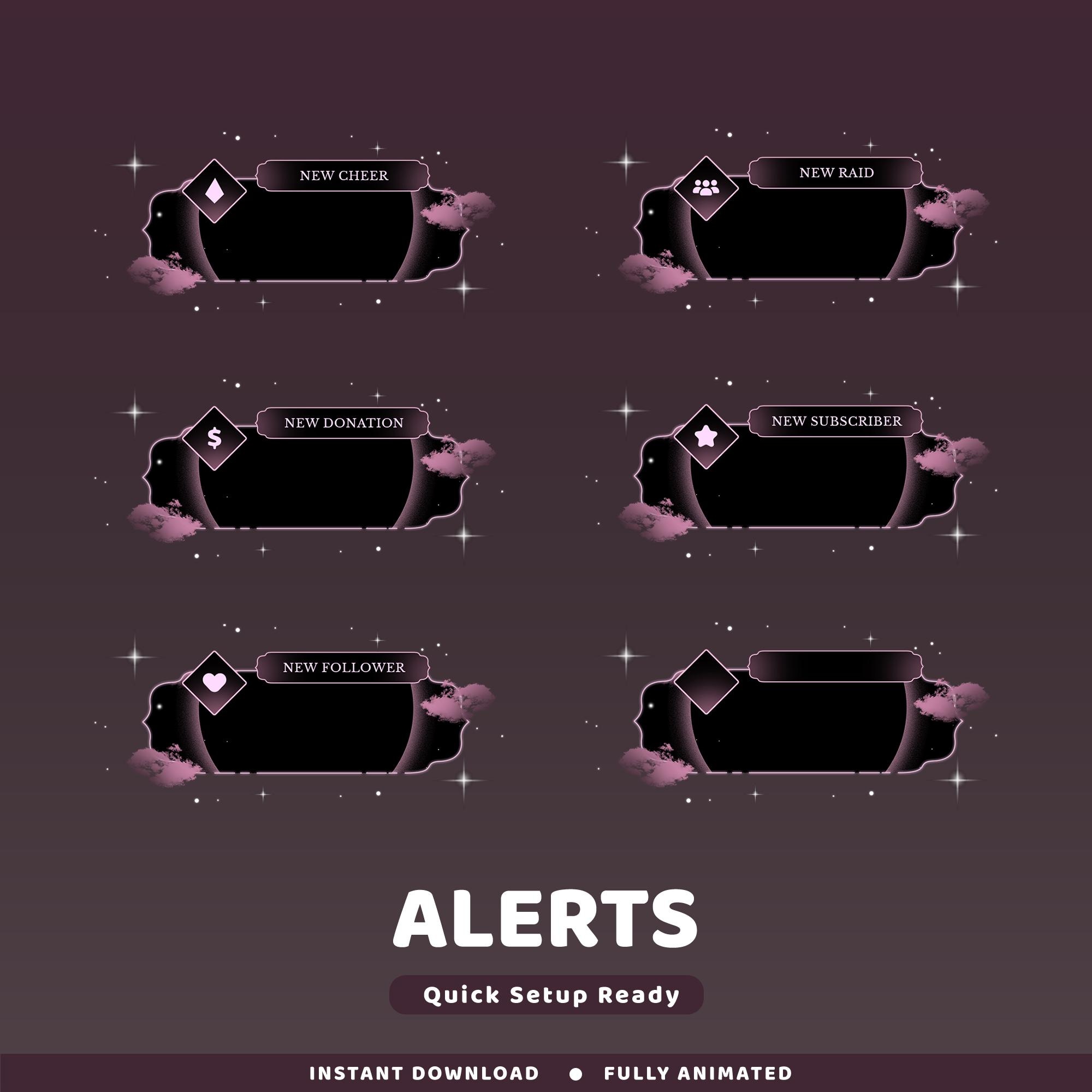 Eclipse of Amethyst Animated Twitch Overlay Package, Dark Aesthetic ...