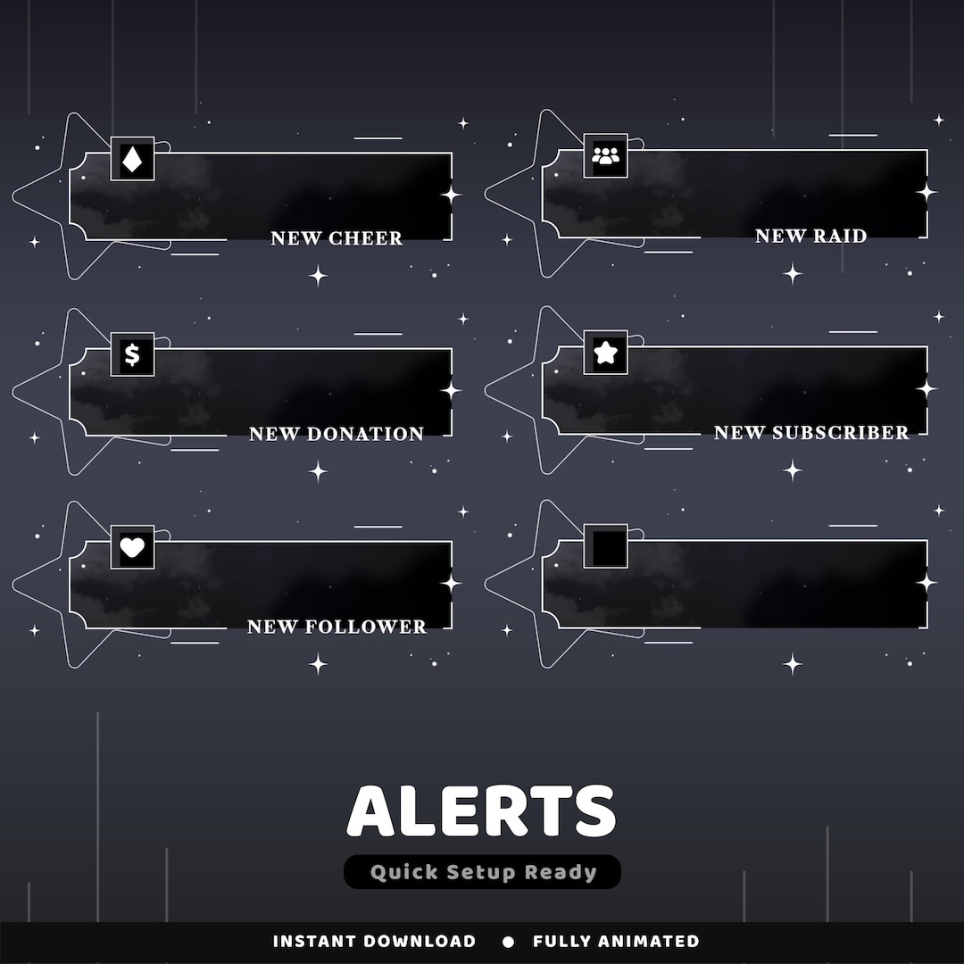Dreaming Galaxy Animated Alert Twitch Overlay Package, Celestial ...