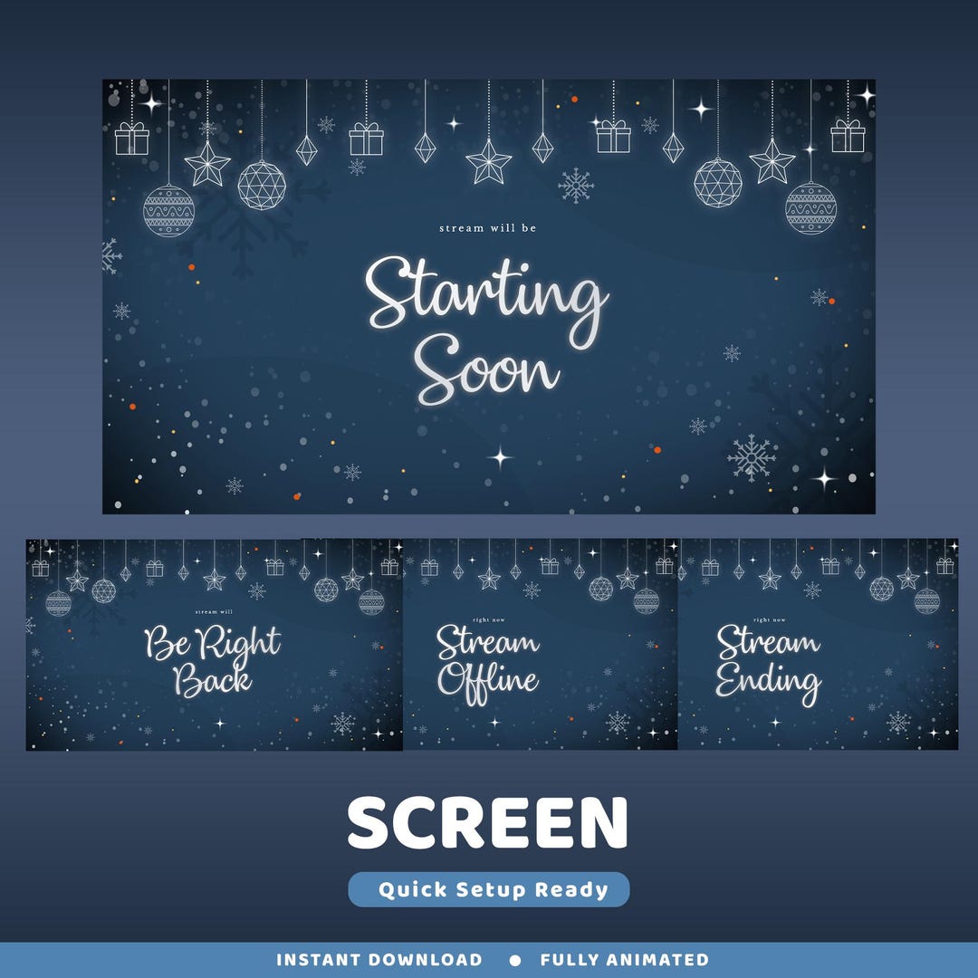 Winter Sparkle Animated Screen Overlay Package, Blue Christmas Theme ...