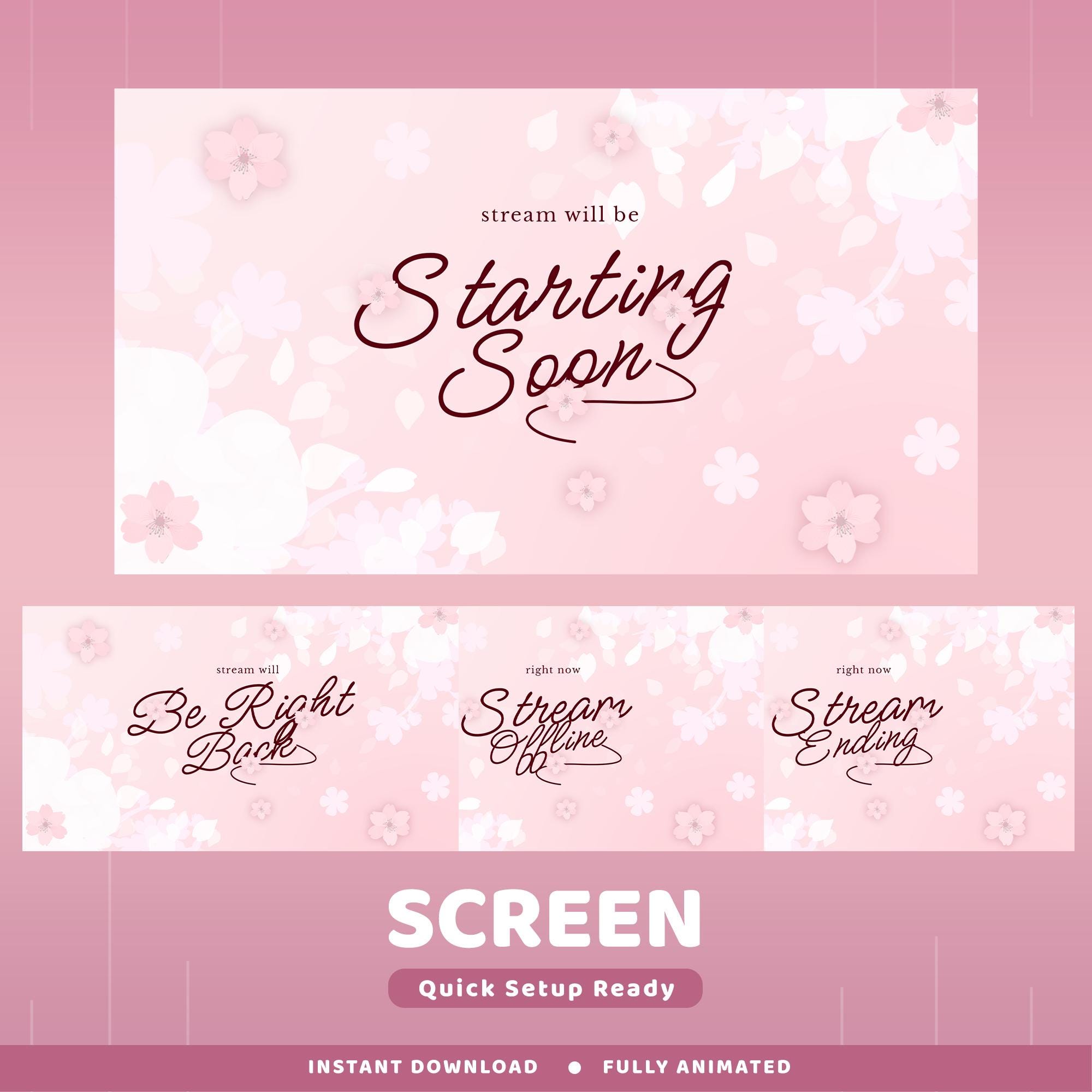 Rosy Drift Animated Twitch Overlay Package, Pink Aesthetic Twitch ...