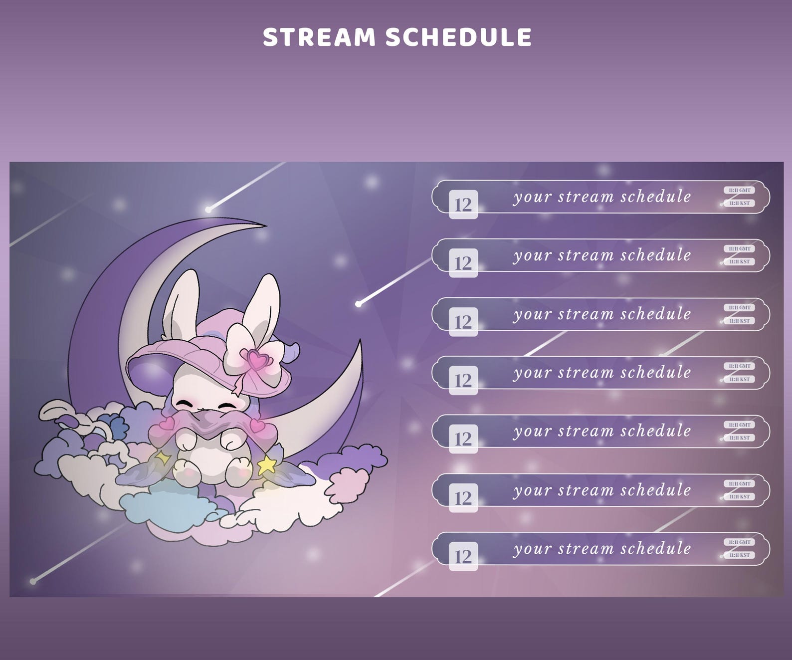 Starlight Bunny Animated Twitch Vertical Overlay Package, Bunny Overlay ...
