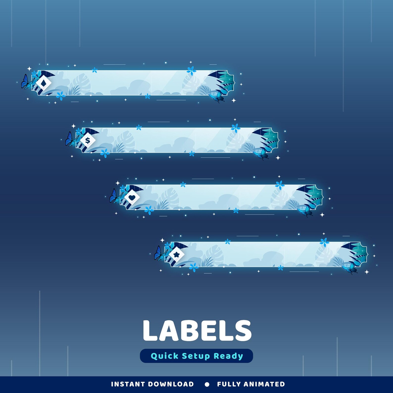 Blue Forest Animated Twitch Overlay Package, Animation Forest, Leaf and ...