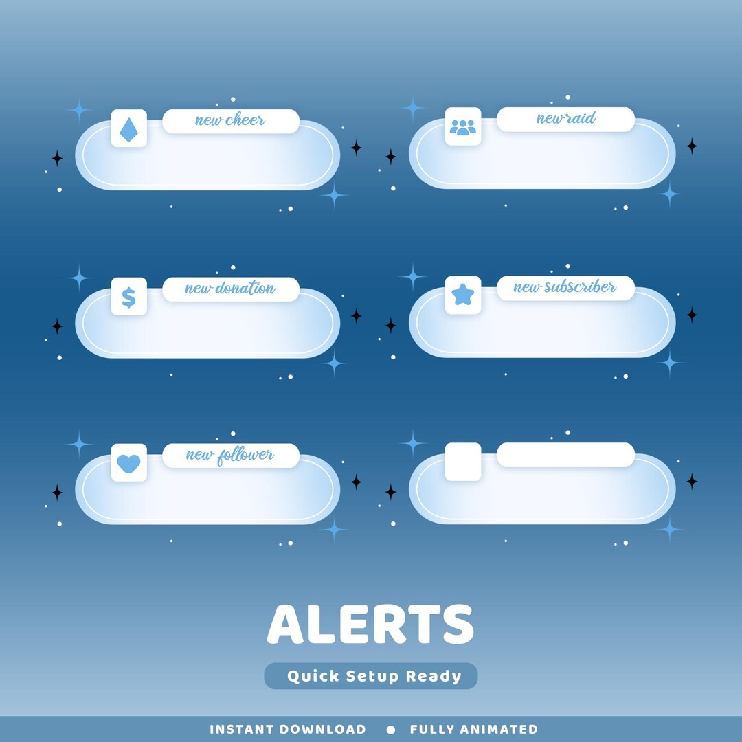 Soft Galaxy Animated Alert Twitch Overlay Package, Blue Stream Alert ...