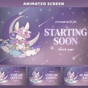 Starlight Bunny Animated Twitch Vertical Overlay Package, Bunny Overlay ...