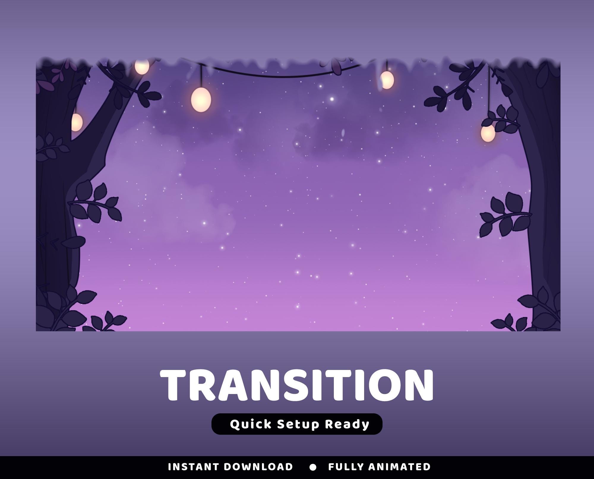 Lantern Forest Animated Twitch Overlay Package, Forest Overlay, Fairy ...