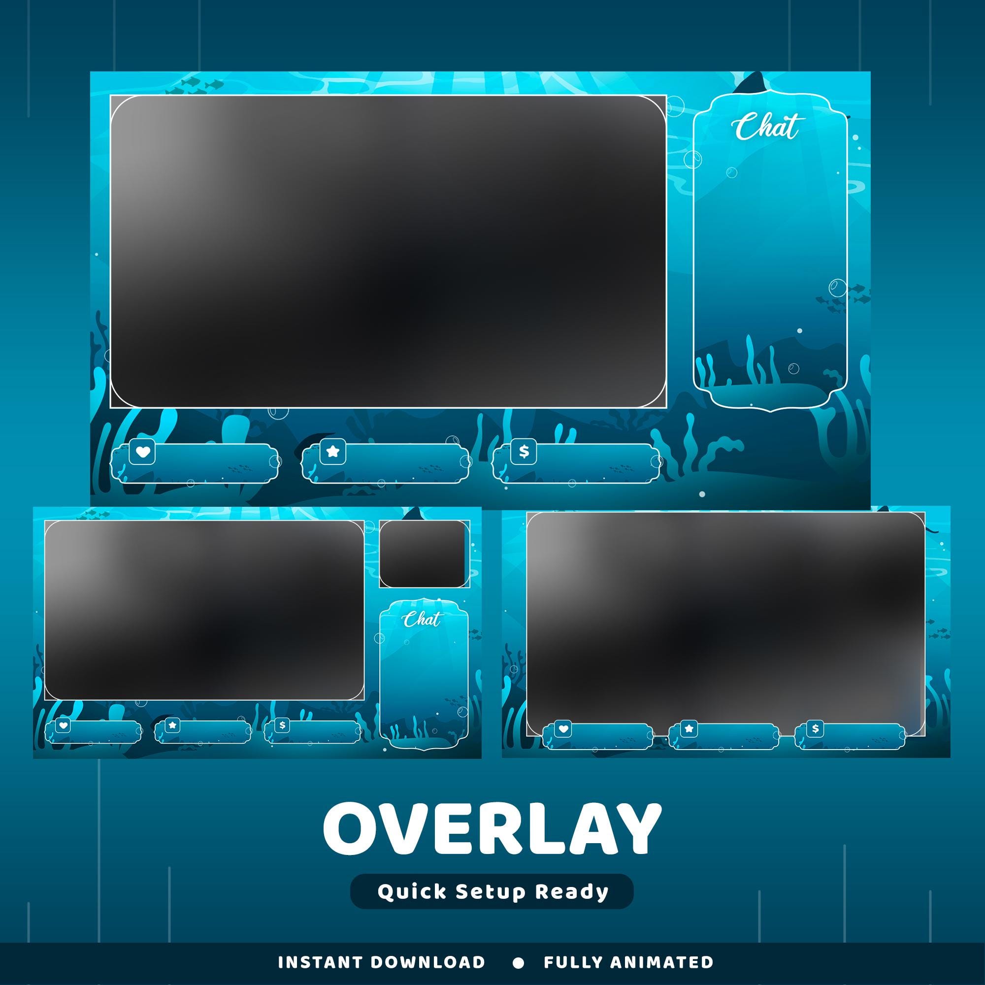 Ocean Animated Twitch Overlay Package, Animation Underwater, Jellyfish ...