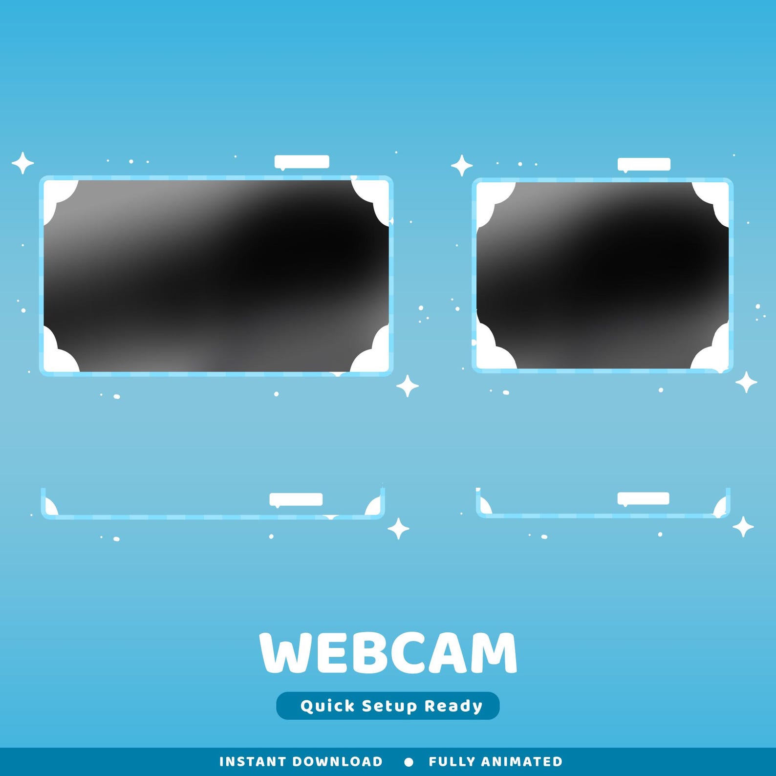 Floral Sky Animated Twitch Overlay Package, Blue Pastel Overlay, Kawaii ...