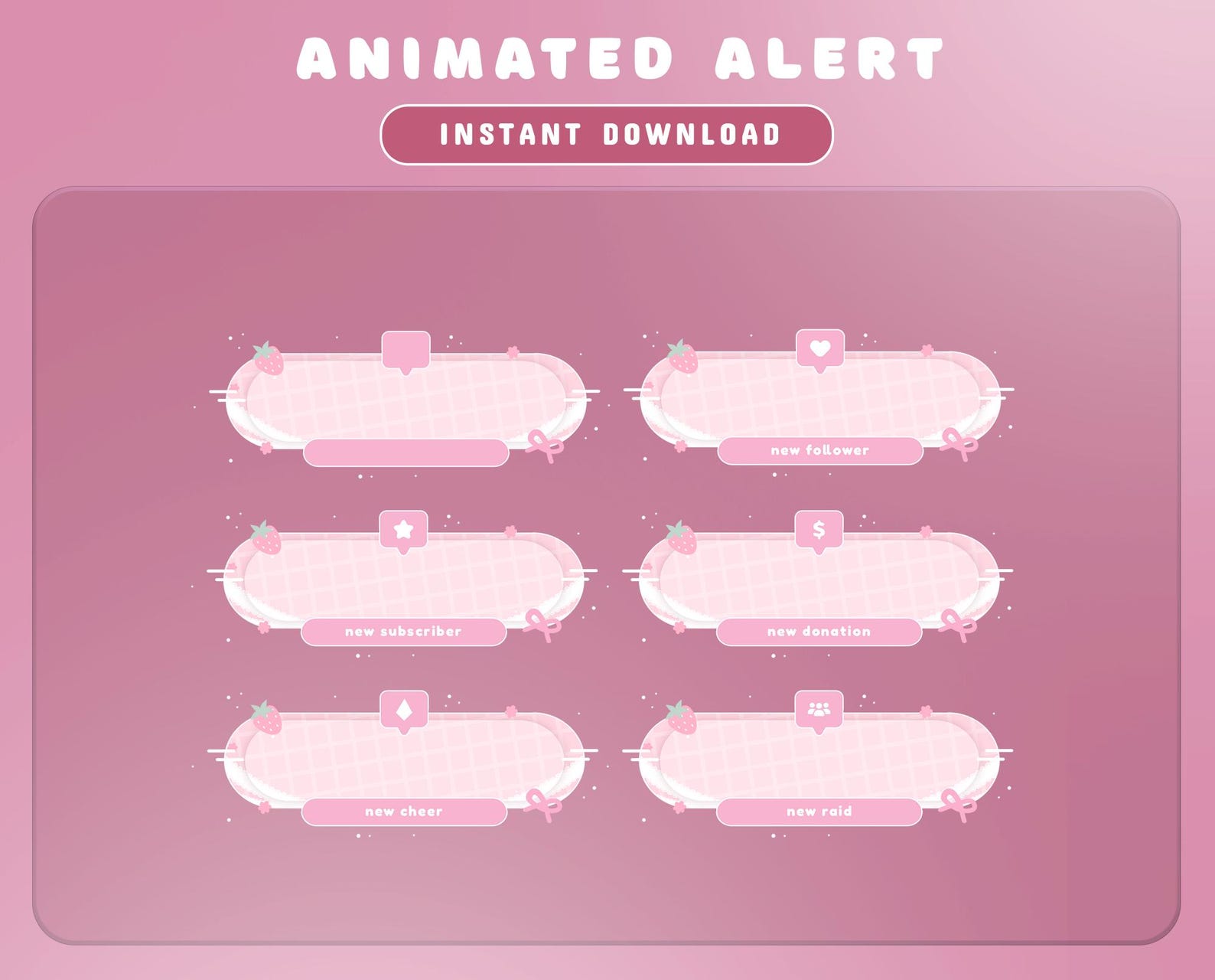 Sweet Lace Animated Alert Twitch Overlay Package, Animated Alert Pastel ...