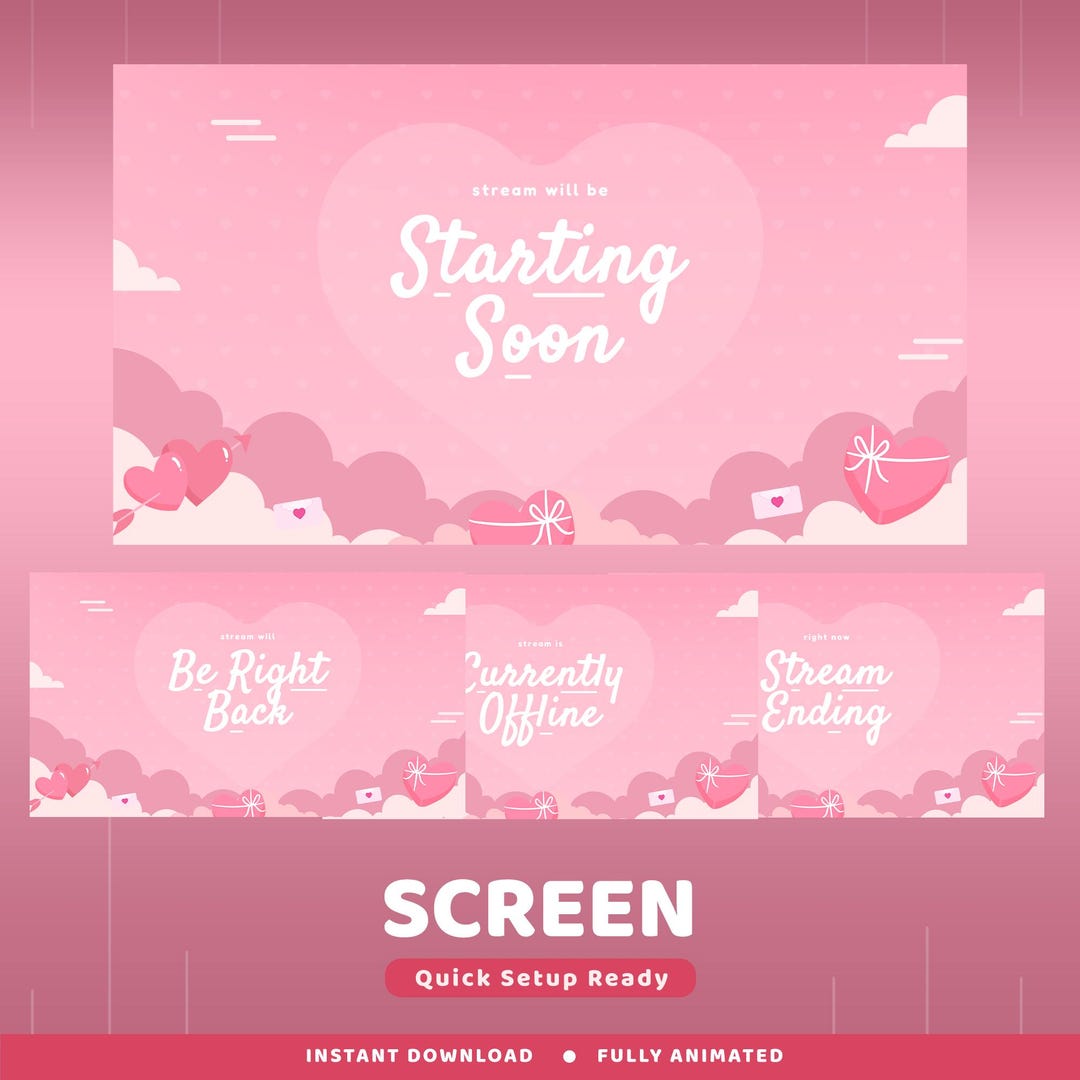 Blush of Love Animated Screen Overlay Package, Animation Scene ...