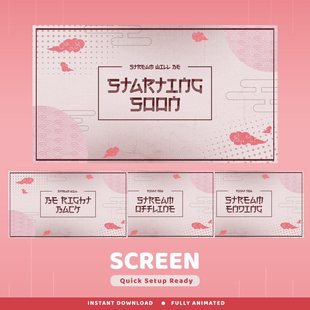Japan Skies Animated Screen Overlay Package, Pink Stream Overlay ...