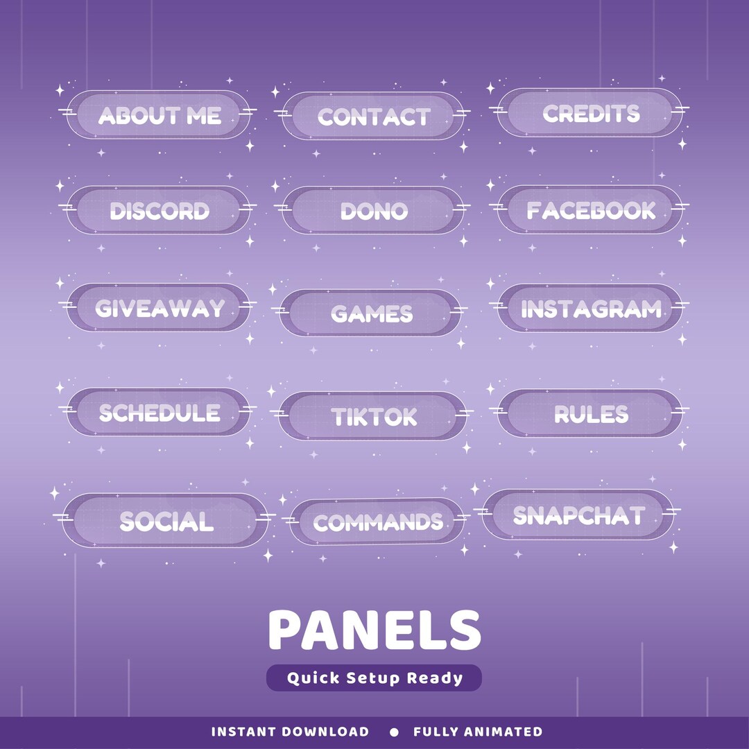Lavender Dreams Static Panel Twitch Overlay Package, Panel Cloud Purple, Kawaii Vtuber Overlay ...