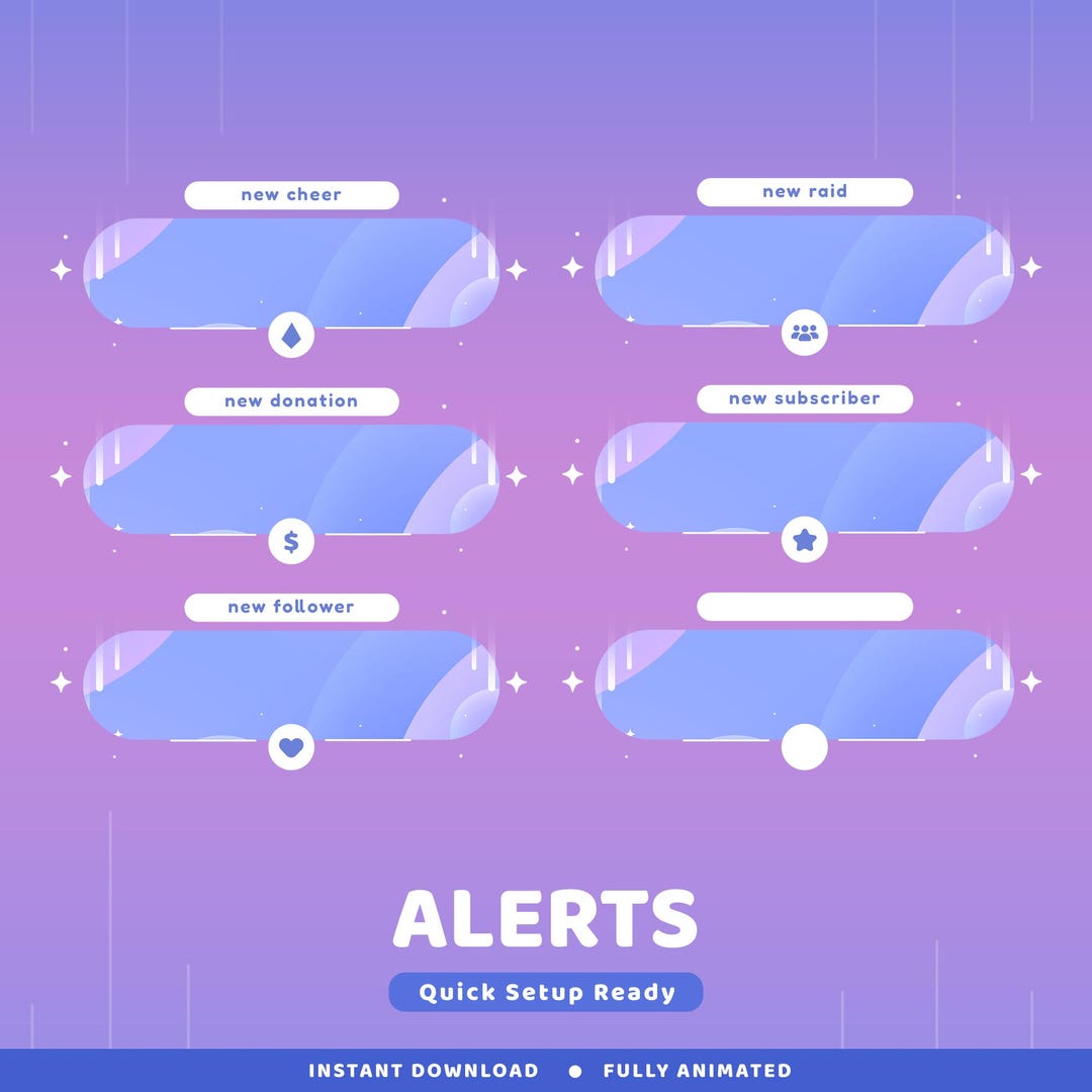 Aurora Drift Animated Alert Twitch Overlay Package, Pastel Vtuber ...