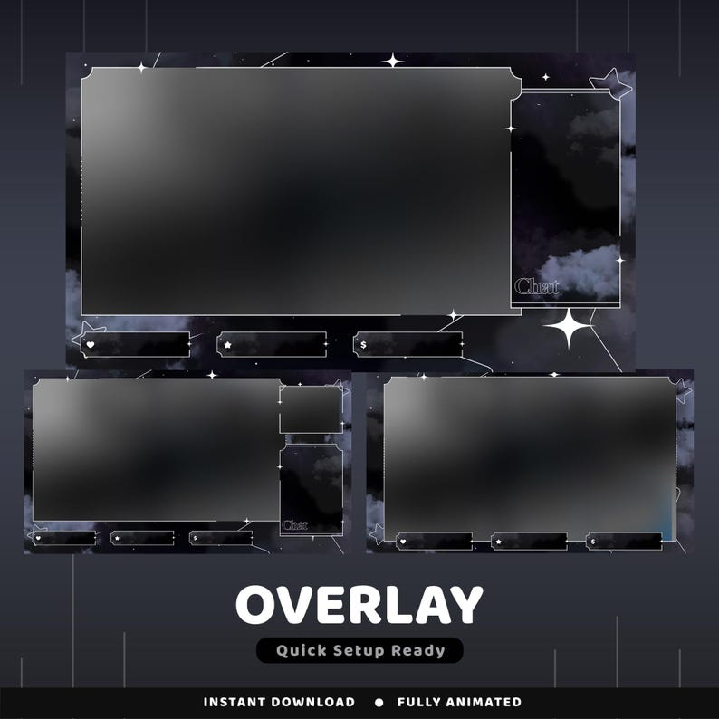 Dreaming Galaxy Animated Twitch Overlay Package, Animation Celestial ...