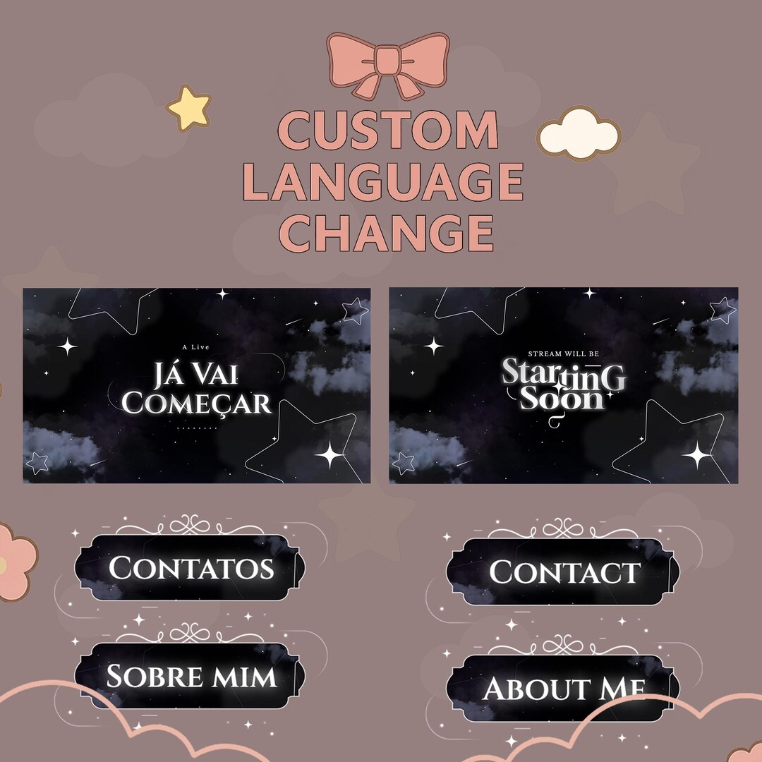 Custom Overlay Language Change – Cute Twitch Stream Overlay Laguange ...