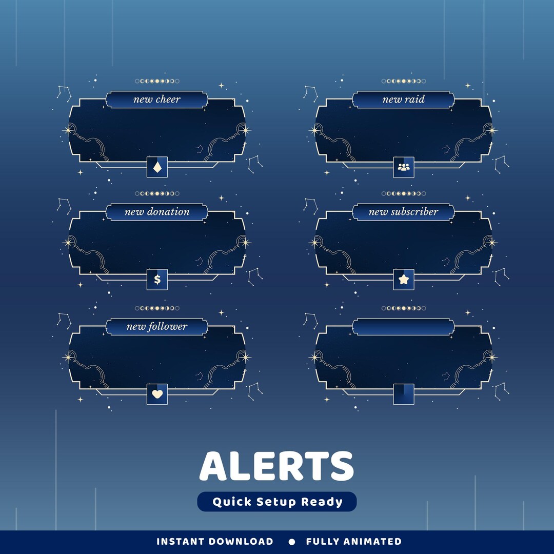 Moon Phase Animated Alert Twitch Overlay Package, Celestial Animation ...