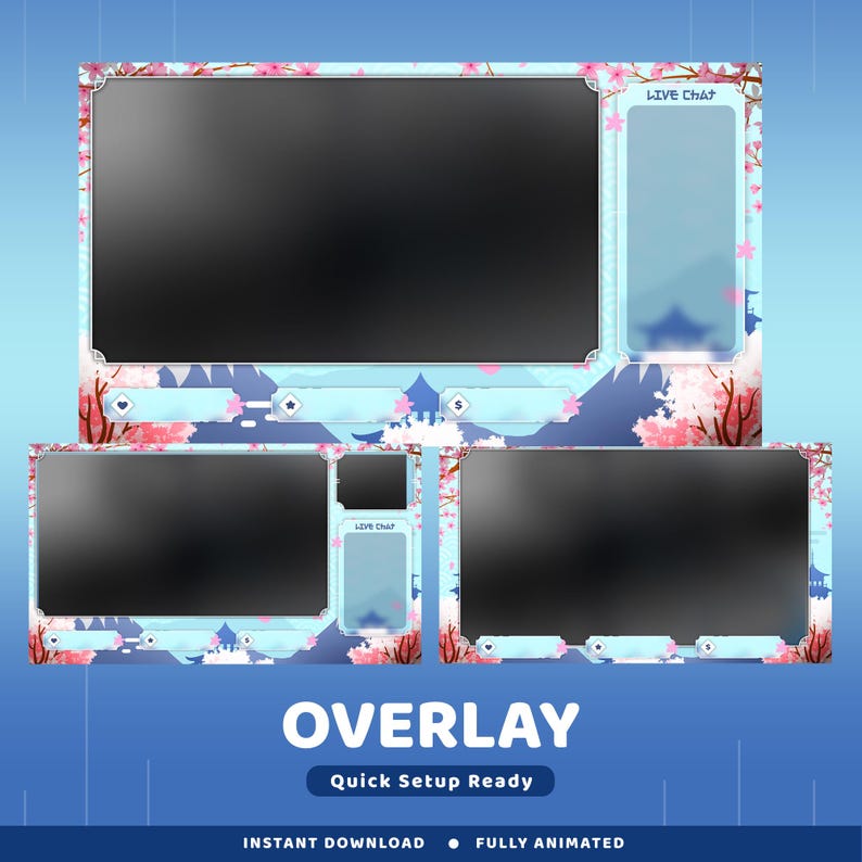 Japan Blossoms Animated Twitch Overlay Package, Animation Sakura Japan ...