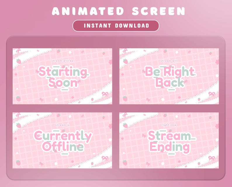Sweet Lace Animated Screen Overlay Package, Cozy Stream, Chibi ...