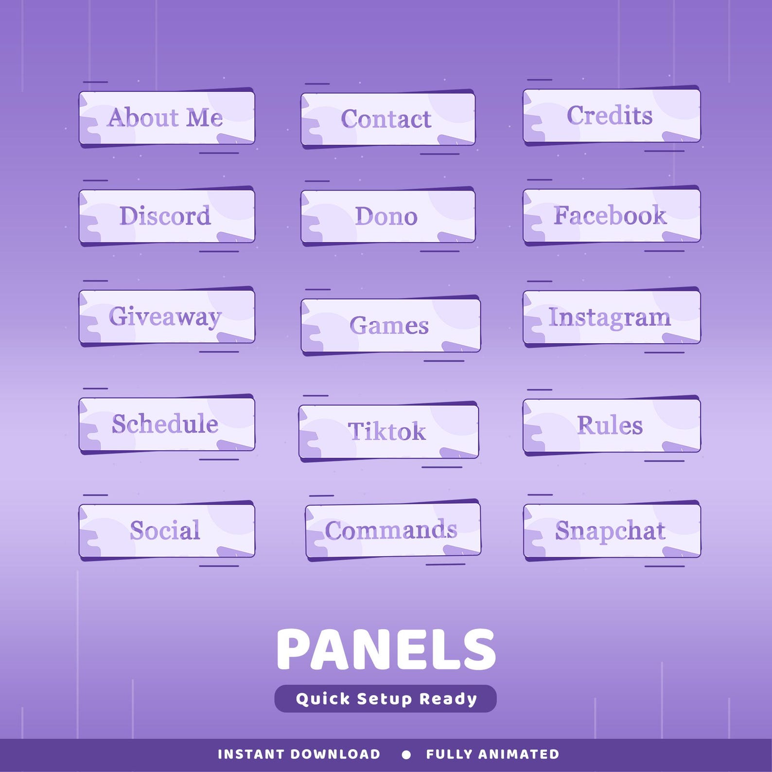 Purple Serenity Static Panel Twitch Overlay Package, Panel Nature ...