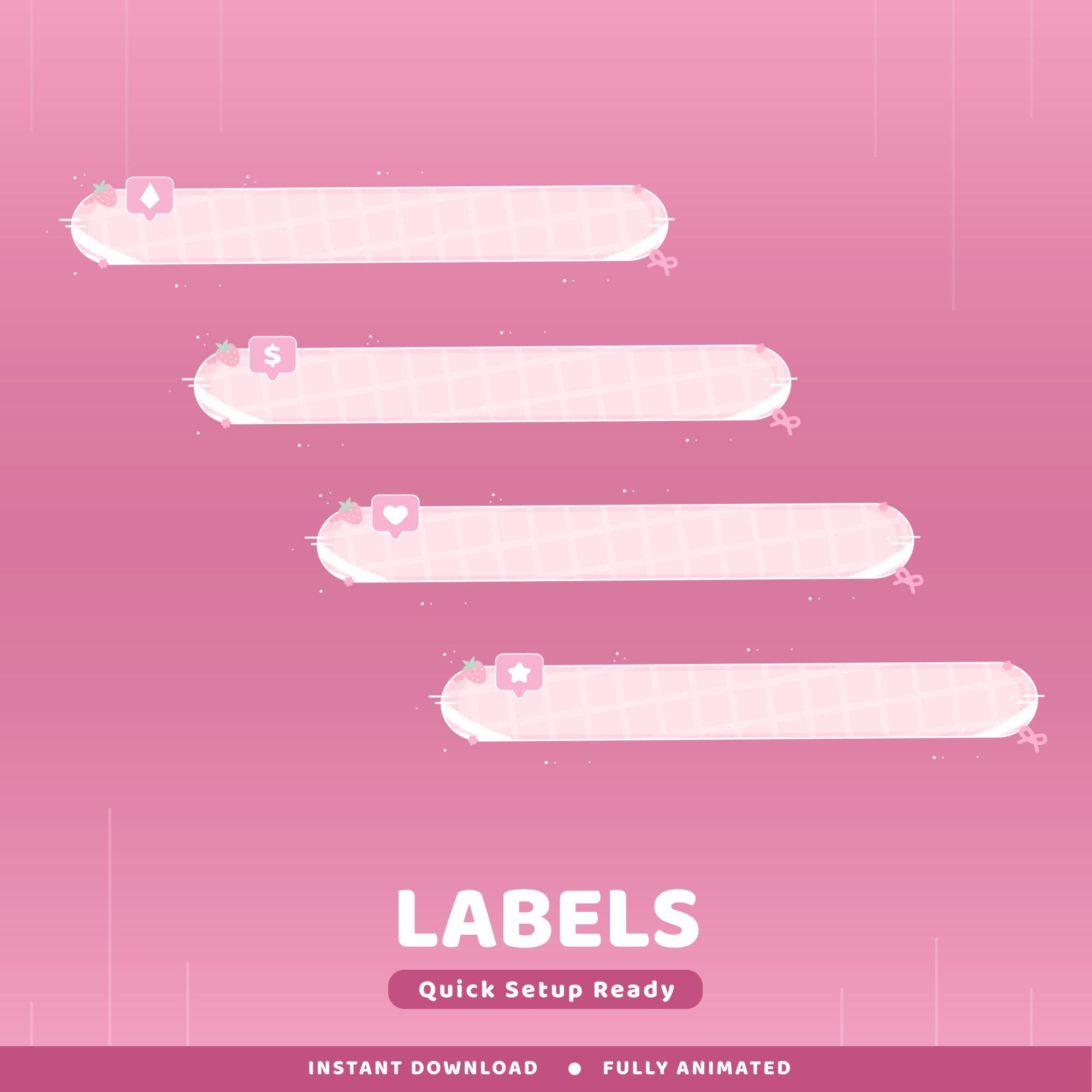 Sweet Lace Animated Twitch Overlay Package, Pink Aesthetic Twitch ...