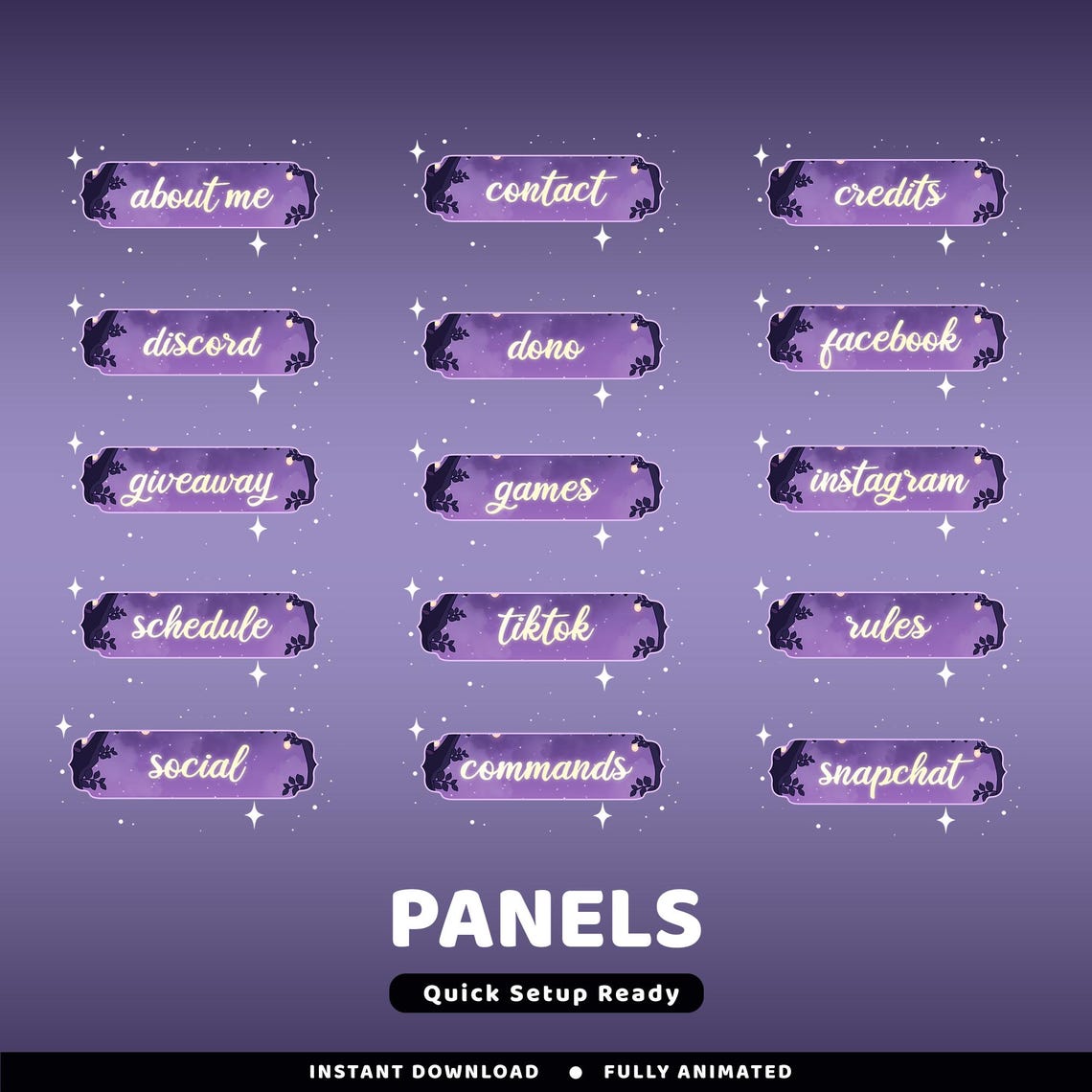Lantern Forest Animated Twitch Overlay Package, Forest Overlay, Fairy ...