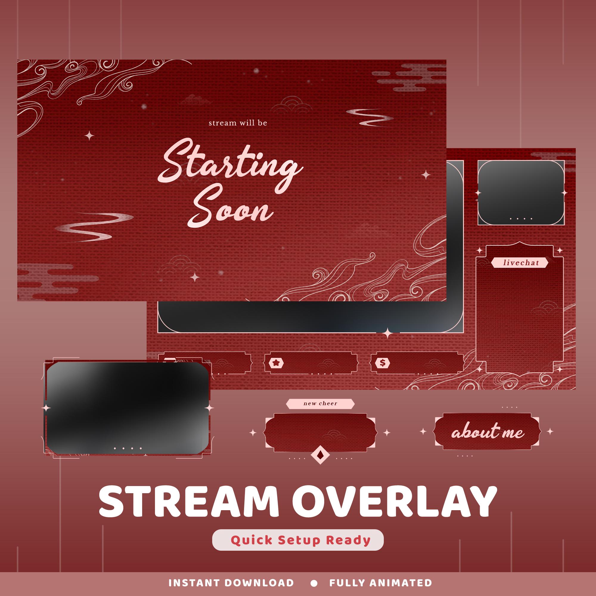 Zen Flow Animated Twitch Overlay Package, Red Japan Overlay, Classic ...