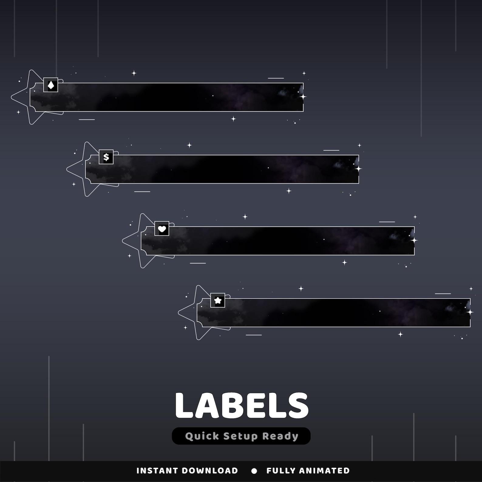 Dreaming Galaxy Animated Twitch Overlay Package, Animation Celestial ...