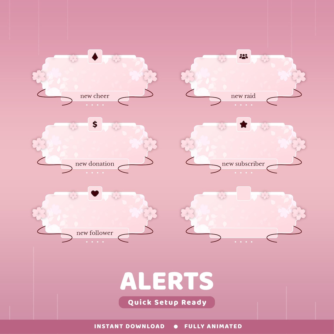 Rosy Drift Animated Twitch Overlay Package, Pink Aesthetic Twitch ...