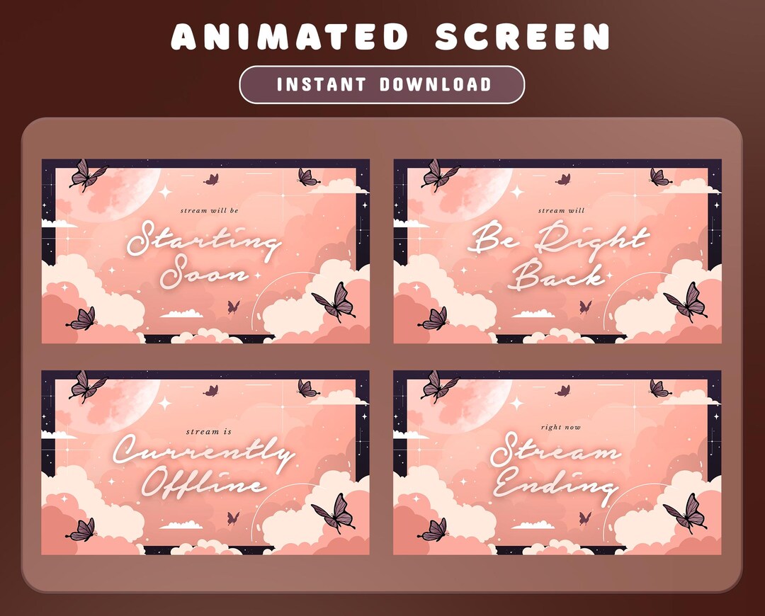 Cloud Butterfly Animated Screen Overlay Package, Animation Scene Night ...