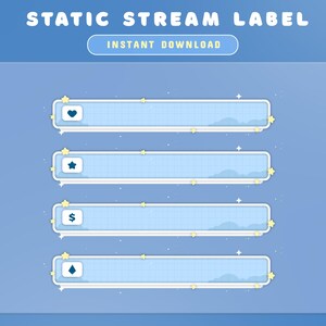 Twinkle Clouds Animated Twitch Overlay Package, Blue Aesthetic Twitch ...