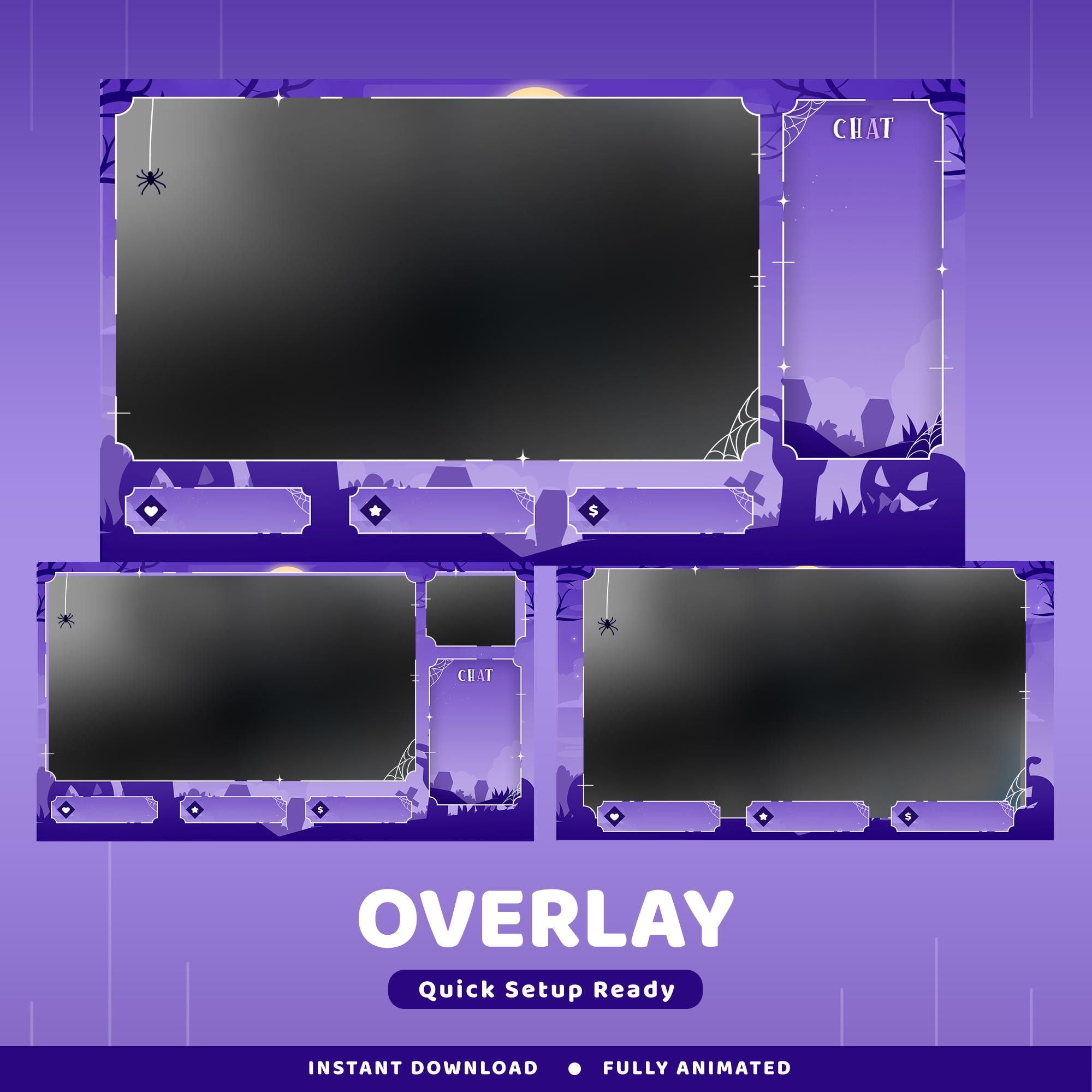Spooky Purple Animated Twitch Overlay Package, Animation Halloween ...