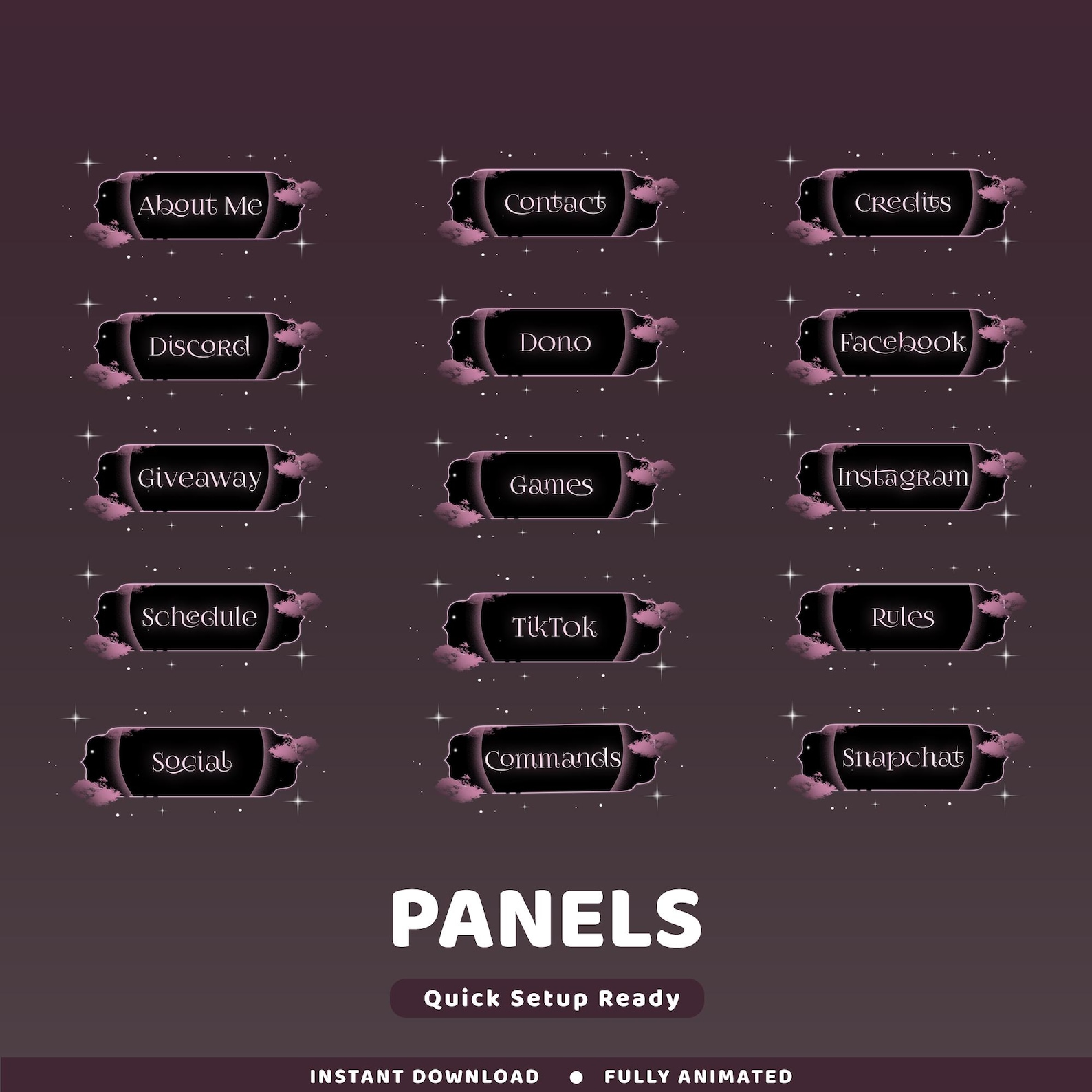 Eclipse of Amethyst Animated Twitch Overlay Package, Dark Aesthetic ...