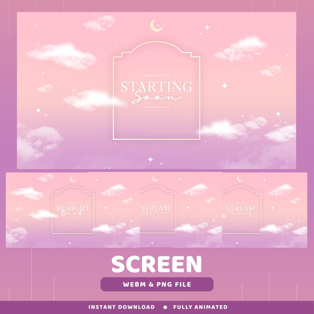 Cloud Whimsy Animated Screen Overlay Package, Soft Pink Screen Overlay ...