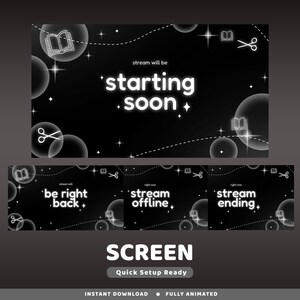 Midnight Workshop Animated Twitch Overlay Package, Black and White ...
