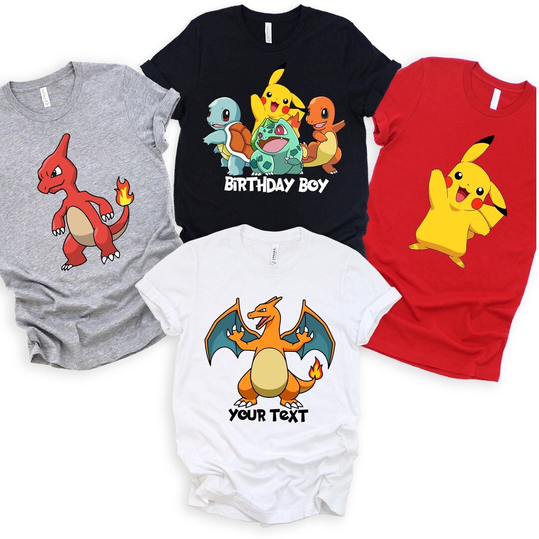 Personalized Birthday Poke Mon Shirt: Custom Cartoon Anime Family Tees ...