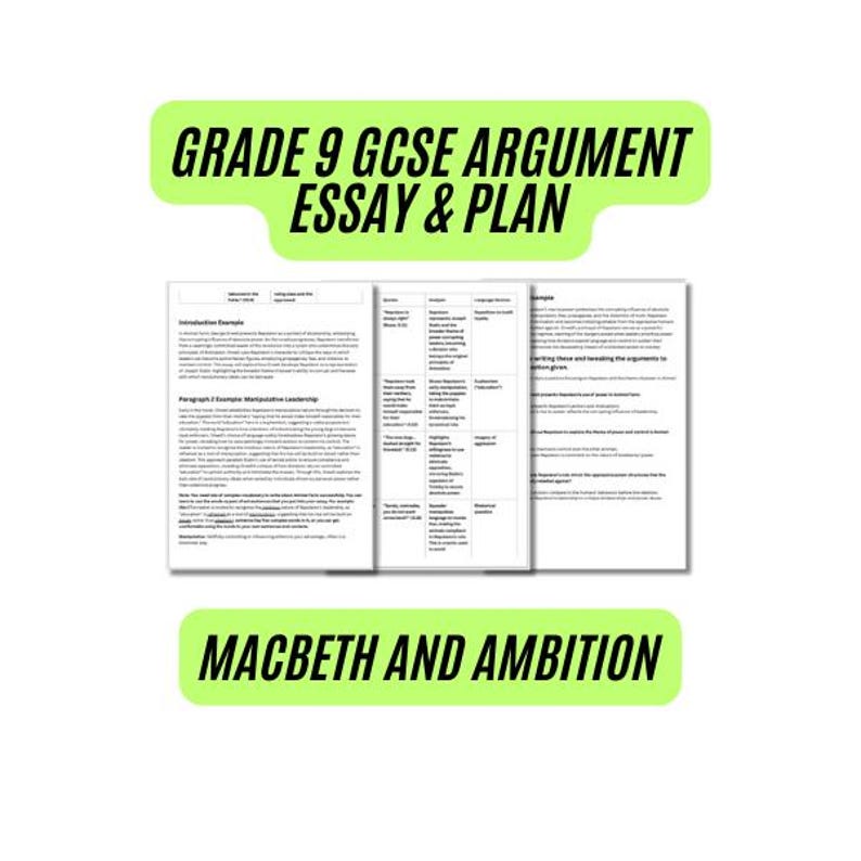GCSE Macbeth's Ambition Essay Plan and Example – Macbeth's Character ...