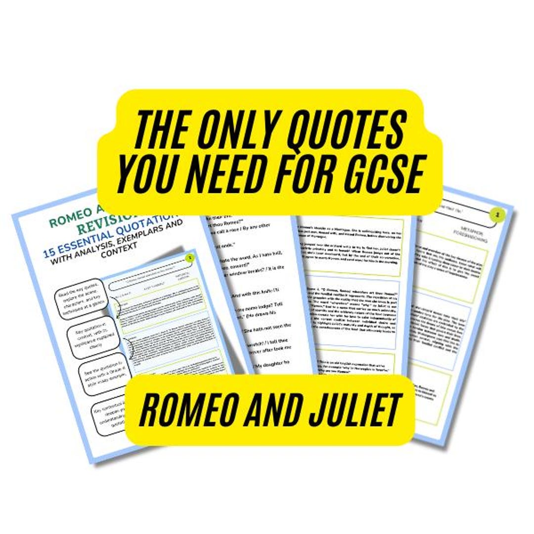 15 Essential GCSE Romeo and Juliet Quotations | Revision Resource for ...