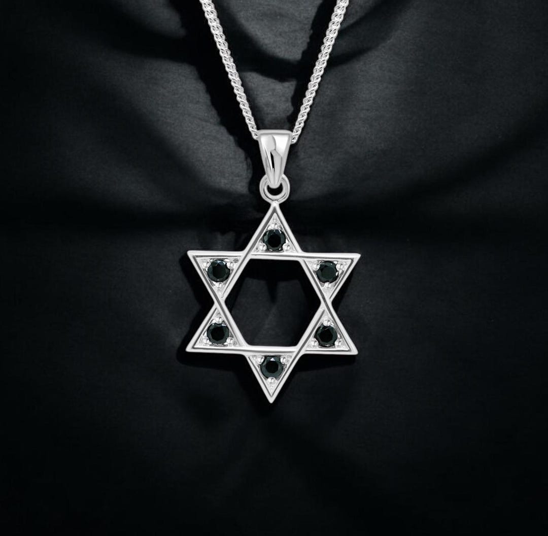 Holygems Silver Star of David Pendant With Black Spinel Gemstones From ...