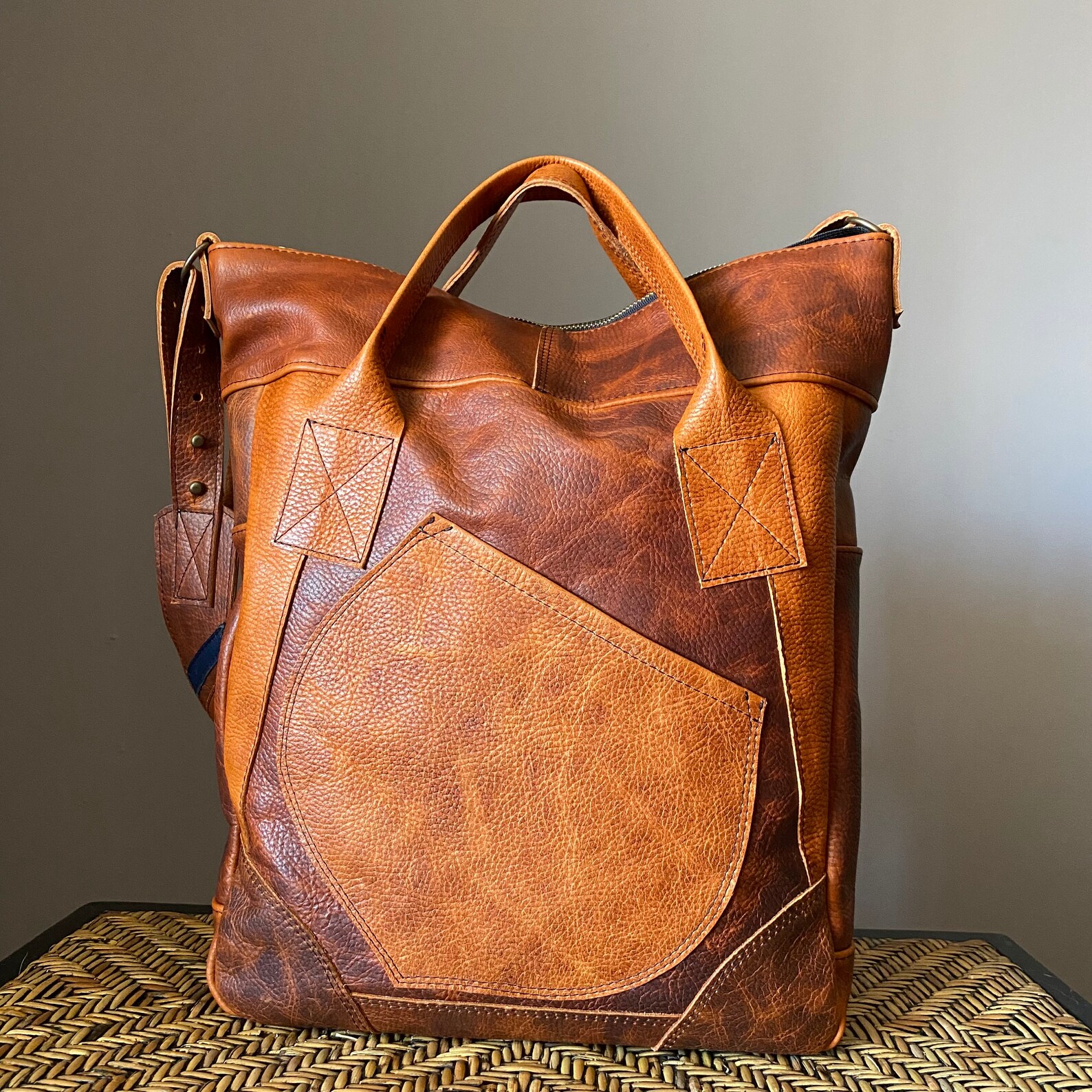Leather Tote Computer Bag Luxury Wool and Leather Travel - Etsy
