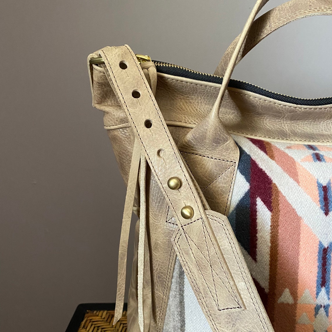 Large Leather Tote Computer Bag Luxury Wool and Leather - Etsy