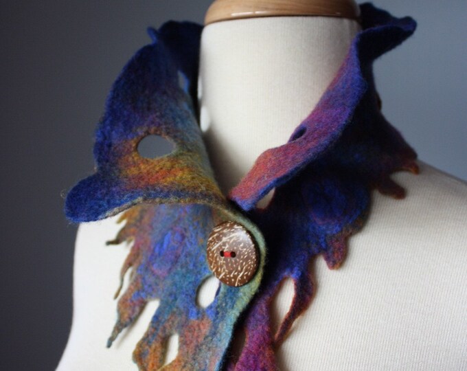 ELF Hand Felted Asymmetrical Avant-garde Art Scarf / - Etsy