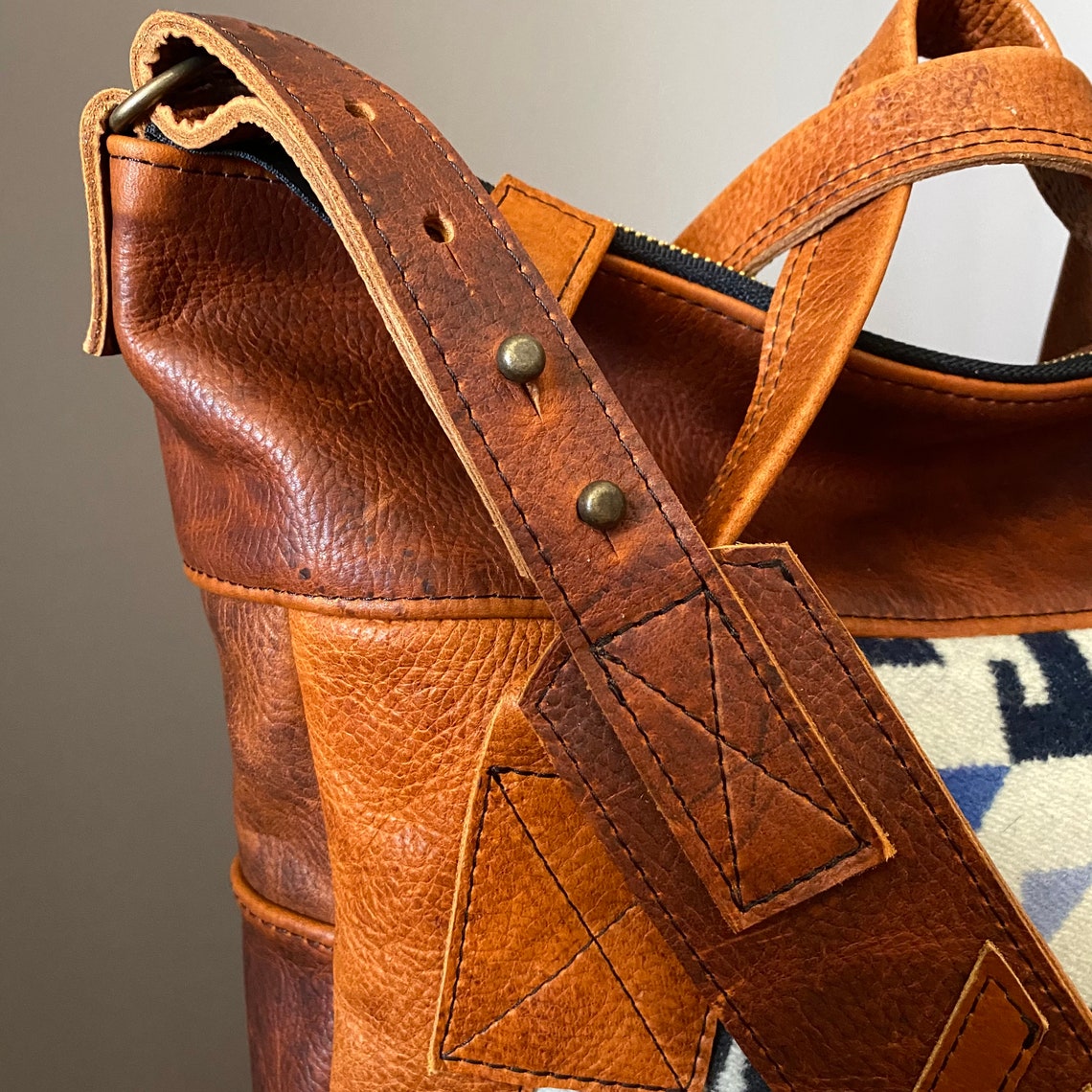 Leather Tote Computer Bag Luxury Wool and Leather Travel | Etsy