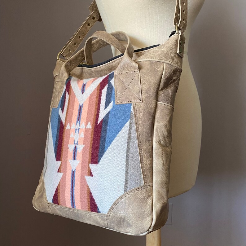 Large Leather Tote Computer Bag Luxury Wool and Leather - Etsy