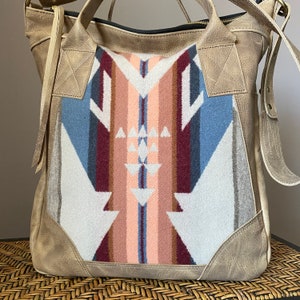 Large Leather Tote, Computer Bag, Luxury Wool and Leather Travel Bag ...