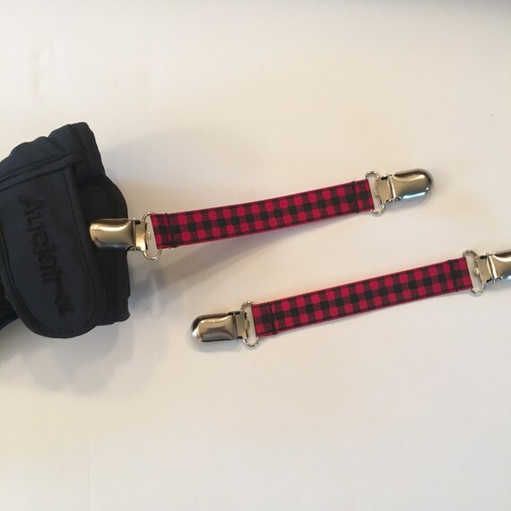 Mitten Clips Mitten Leash Mittens Glove Saver Red Plaid | Etsy
