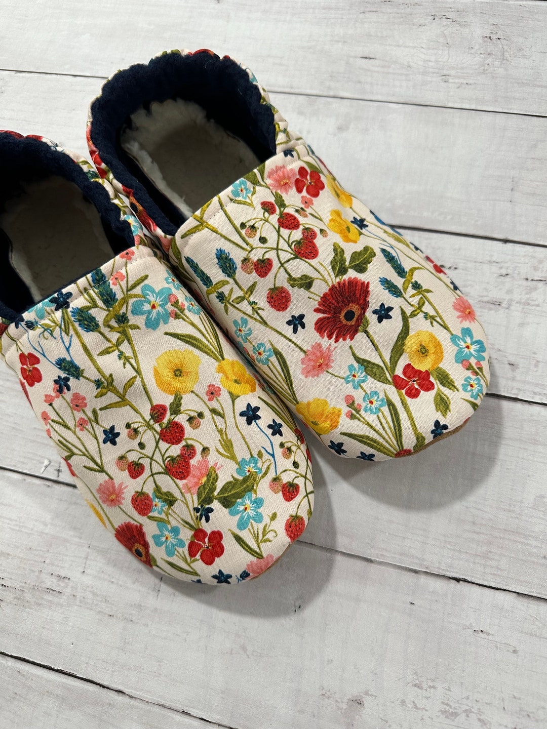 Slippers, Floral Fabric Slippers in Sizes for Babies, Children, Youth ...