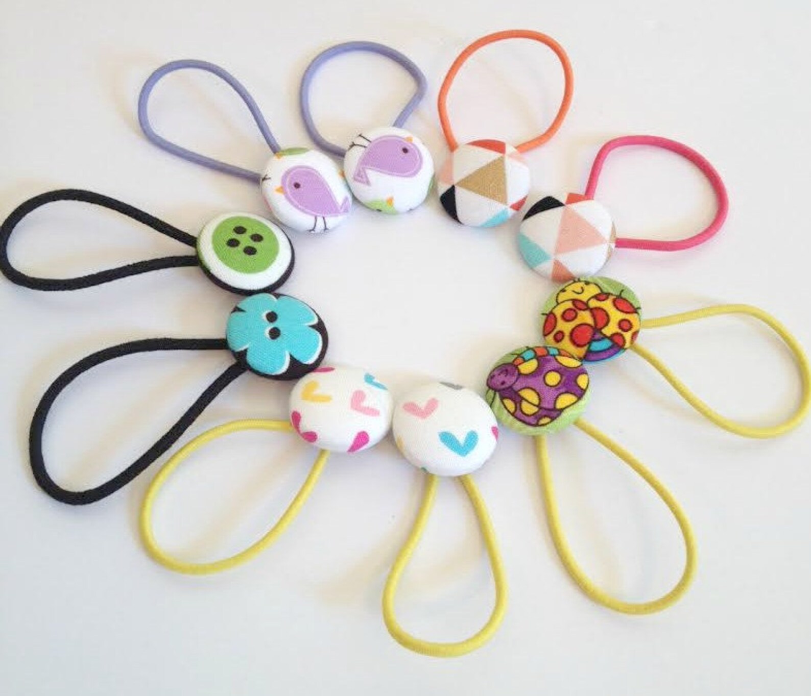Set of 2 Pony Tail Fabric Buttons | Pony Tail Fun | Pony Tail Button ...