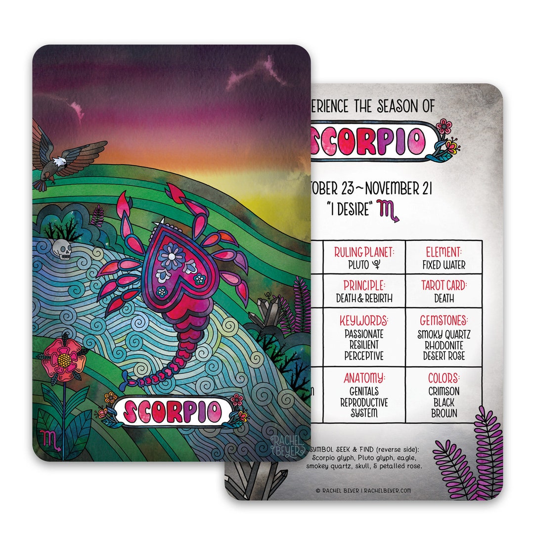 SCORPIO - Zodiac Mini Art Print, Altar Art, Desk Art, Spell Card - Etsy