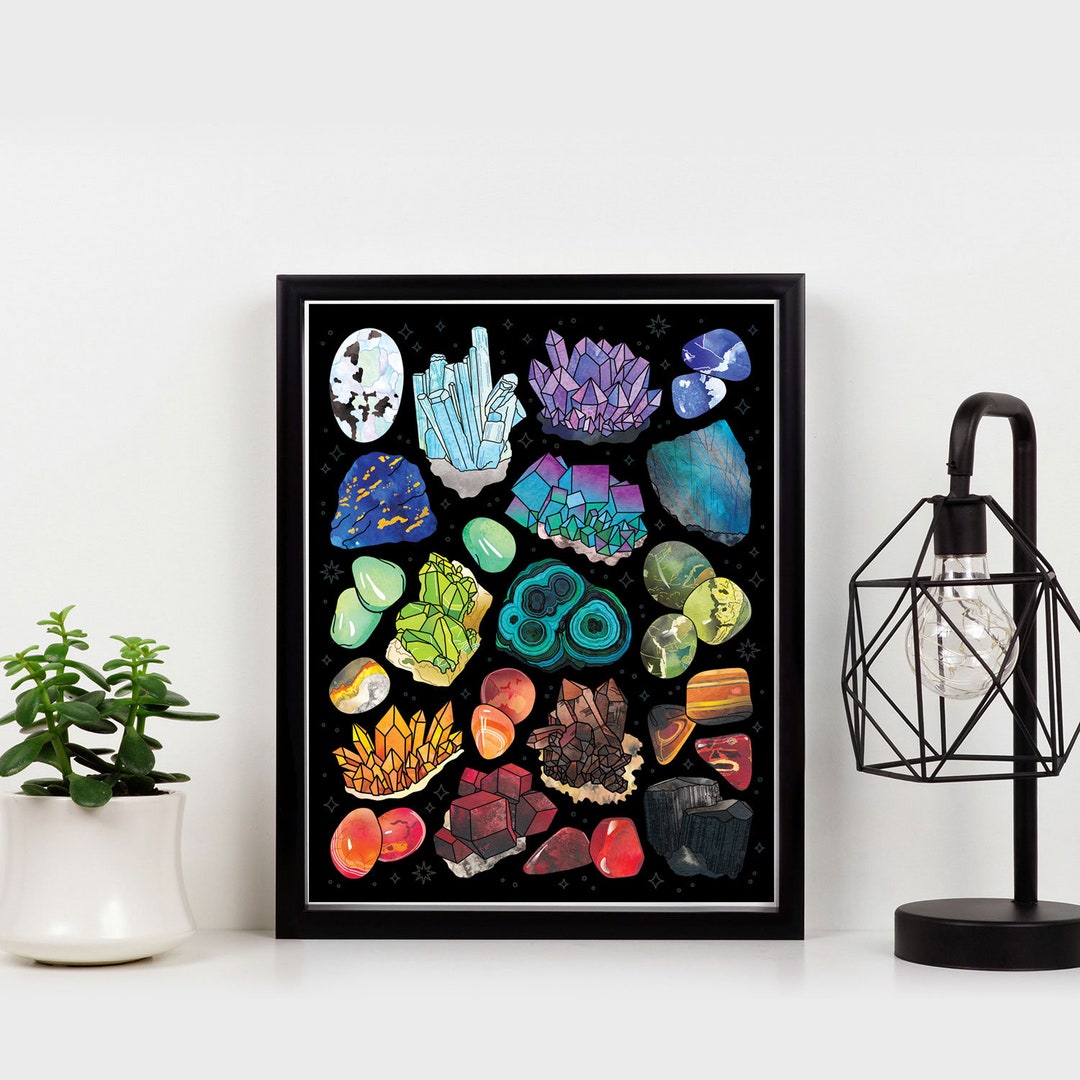 Gemstone Magic Art Print, Gem Poster, Art Gift, Rock and Minerals Wall ...