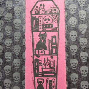 COFFIN BOOKSHELF 2.5"x6.5" Linocut Bookmark - Etsy