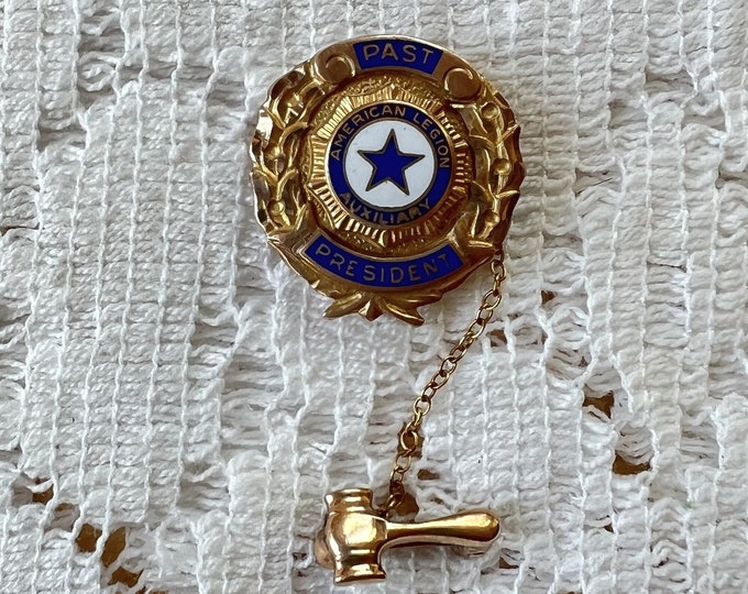 Vintage 10k Gold Past President American Legion Auxiliary White / Blue ...